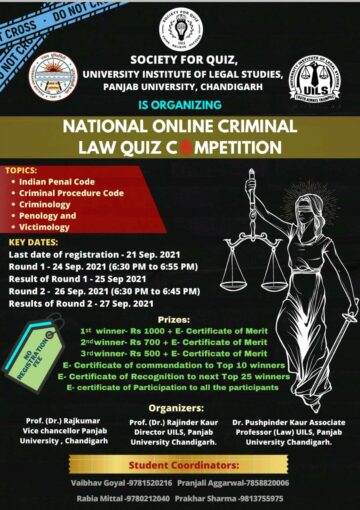 National Online Criminal Law Quiz Competition | The Law Communicants